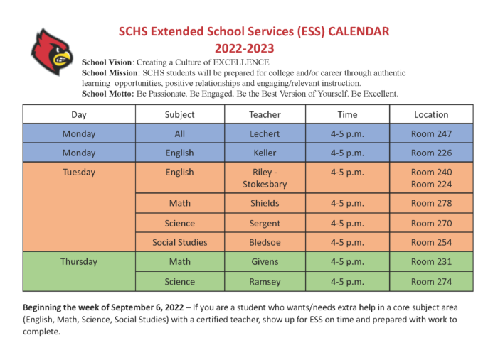 Counseling Calendar | SCHS Cards